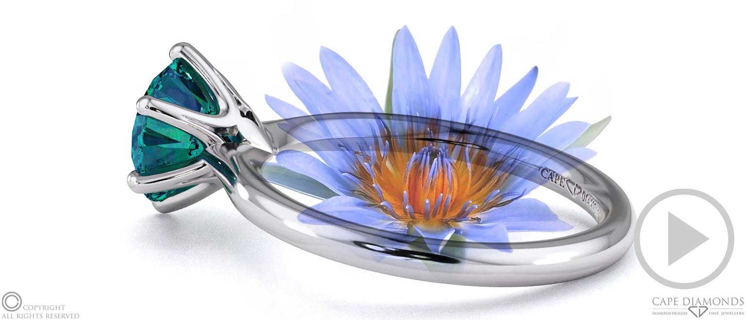 Water Lily Alexandrite Solitaire Engagement Ring White Gold | Cape Diamonds